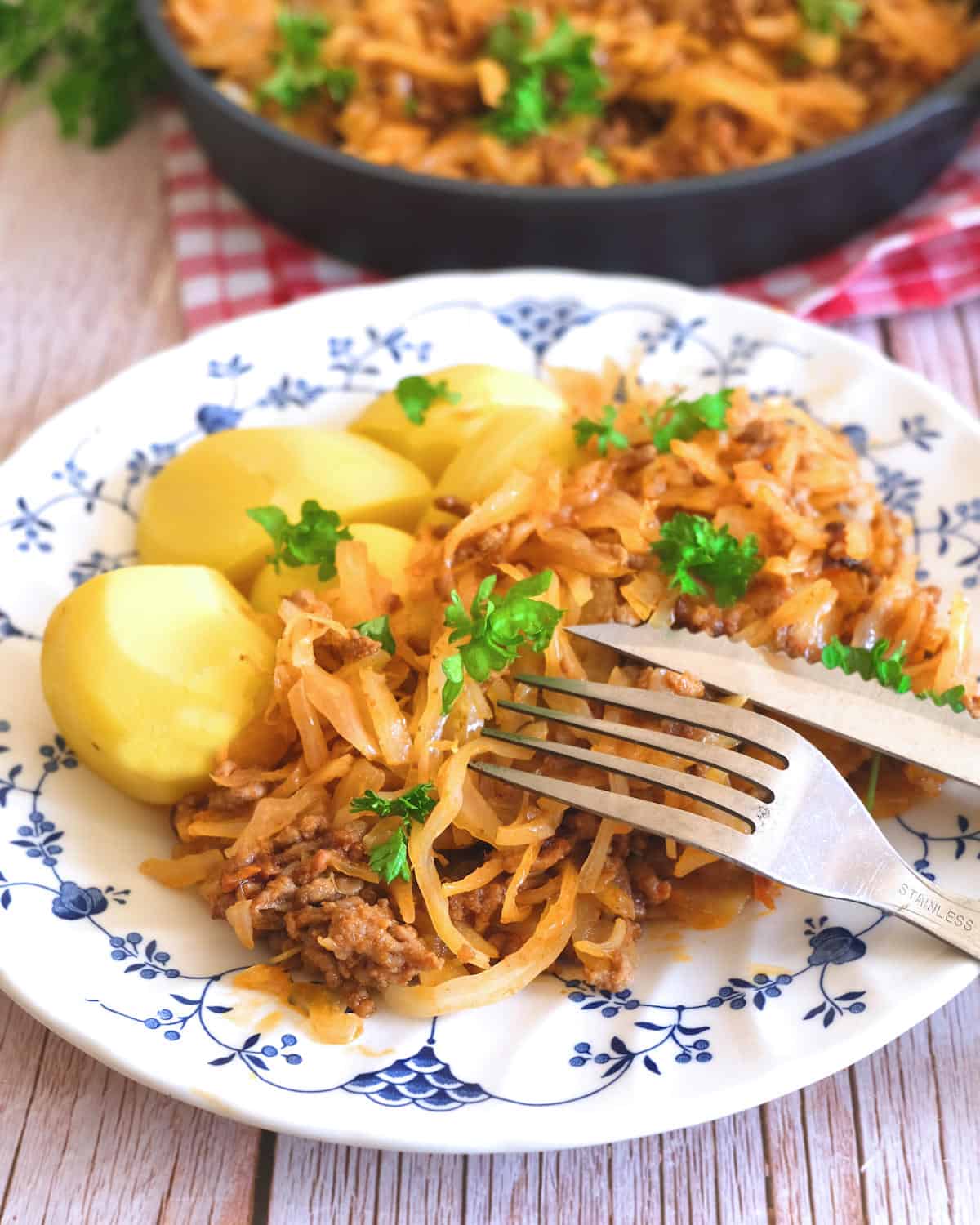 German Braised Cabbage with Ground Beef (Schmorkohl) - My Dinner