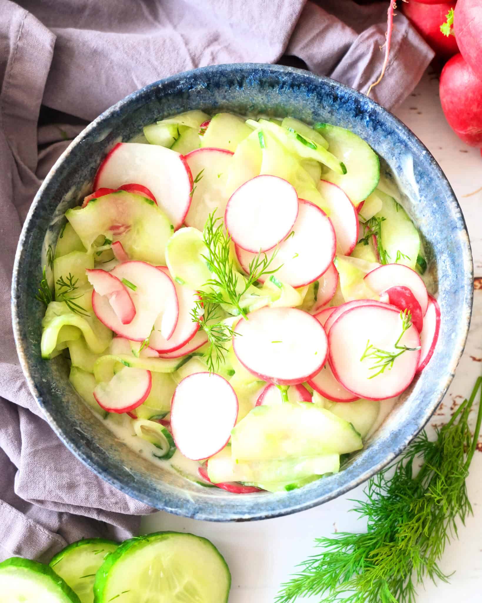 Creamy German Cucumber and Radish Salad Recipe - My Dinner